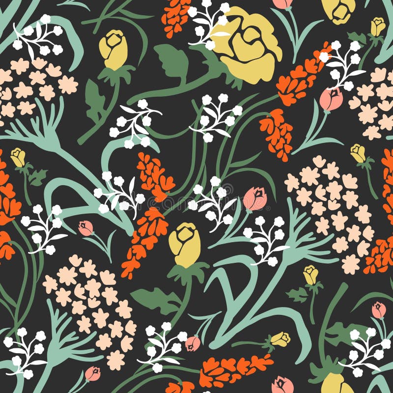 Variety in Floral Harmony Garden Blossom Pattern Stock Illustration ...