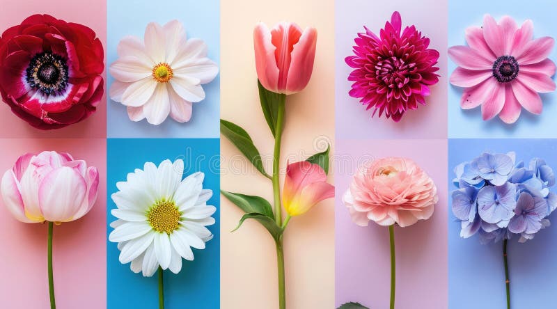 A Variety of Flowers. a Collection of Different Types of Flowers ...