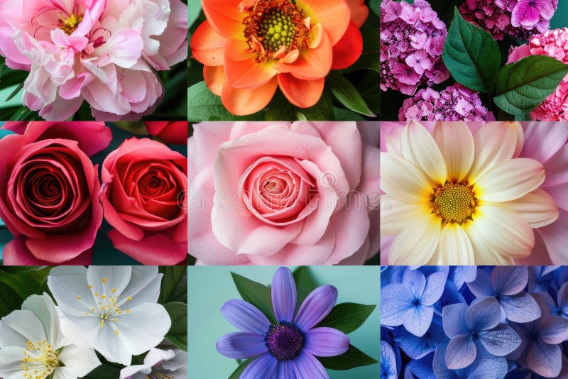 A Variety of Flowers. a Collection of Different Types of Flowers ...
