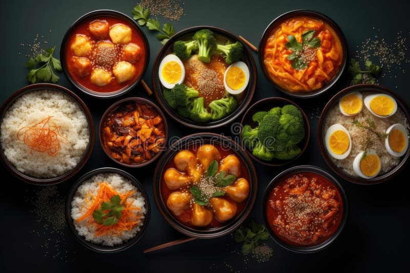 A Variety of Food Bowls on a Table, Suitable for Food and Cooking ...