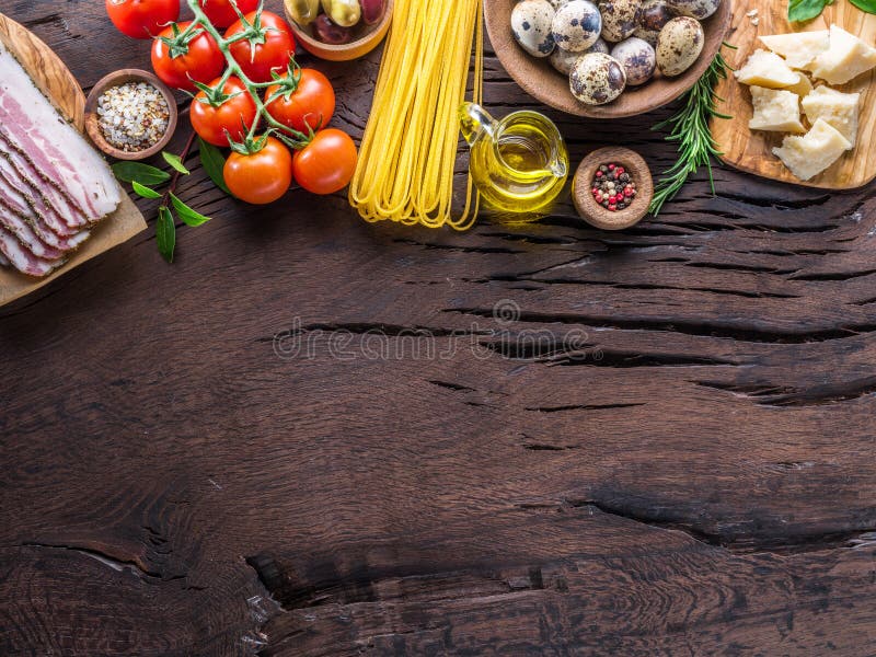 Variety of Food on the Wooden Table. Top View Stock Photo - Image of ...