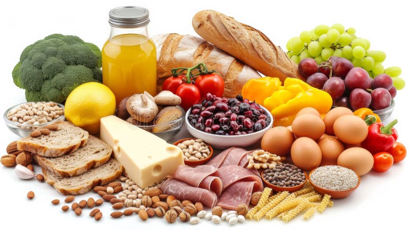 A Variety of Foods are Arranged in a Circle on the Table, AI Stock ...
