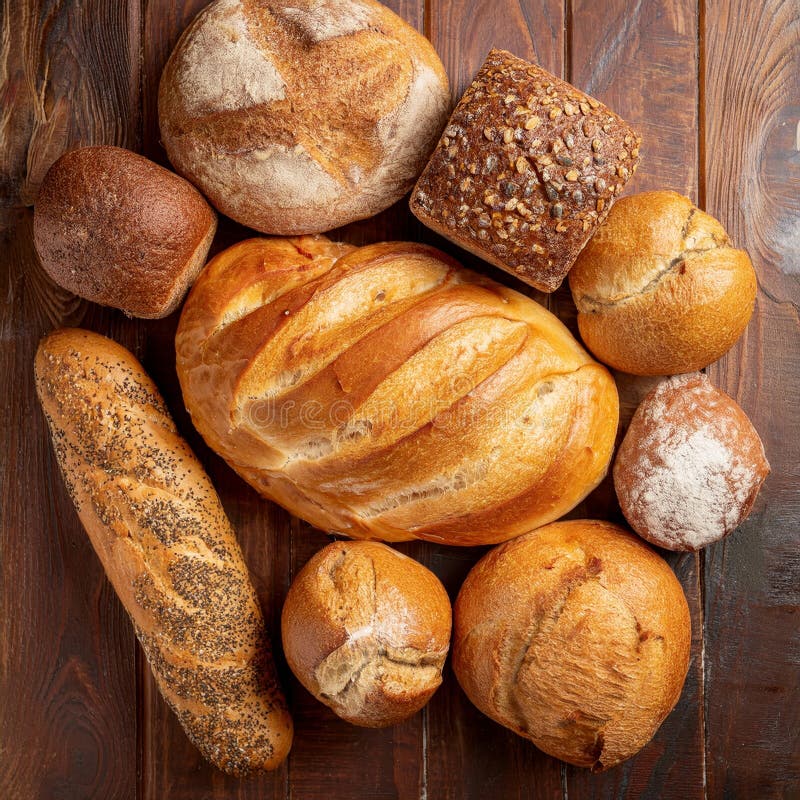 Variety of Fresh Bread Types Stock Illustration - Illustration of tasty ...