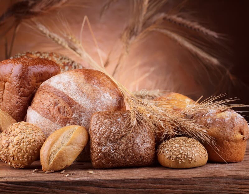 Variety of Fresh Bread Types Stock Illustration - Illustration of ...