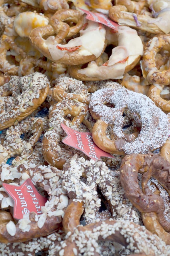 Variety of Fresh German Pretzels Stock Image - Image of german ...