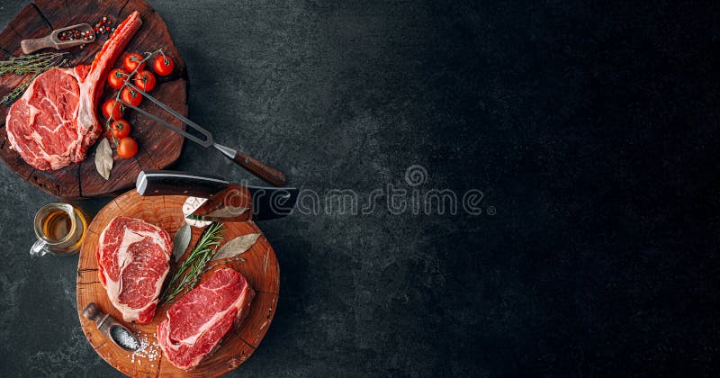 A Variety of Fresh Premium Beef Steaks Stock Image - Image of beef ...