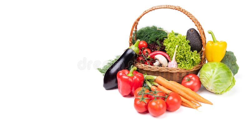Variety of Fresh and Ripe Vegetables Isolated on White Backdrop with ...