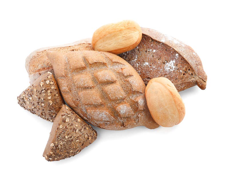 Variety of Fresh Tasty Bread on White Background Stock Image - Image of ...