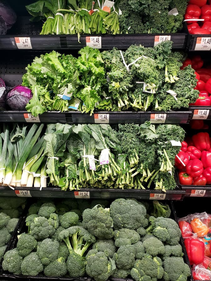 Variety of Fresh Vegetables on the Counter of the Vegetable Department ...