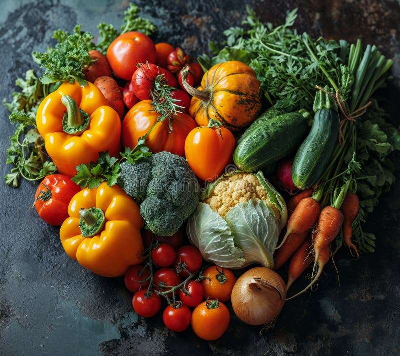 A Variety of Fresh Vegetables from Different Types are Neatly Stacked ...