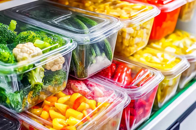A Variety of Fresh Vegetables Frozen, Organized in Containers Inside ...