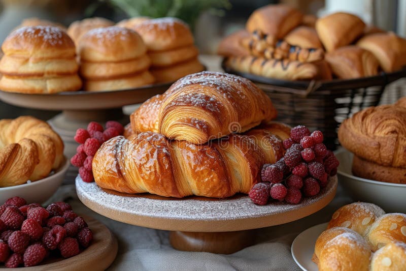 A Variety of Freshly Baked Pastries are Beautifully Arranged on a ...