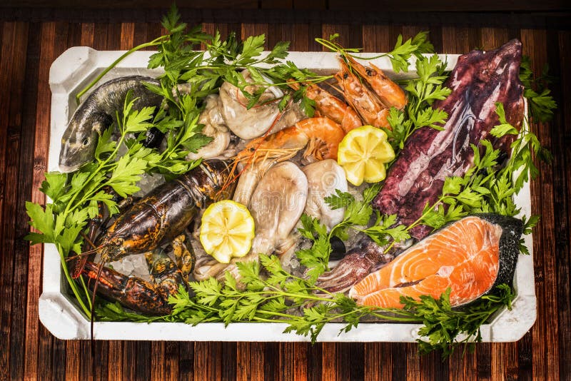 Variety of freshness fish stock photo. Image of salmon - 56824088