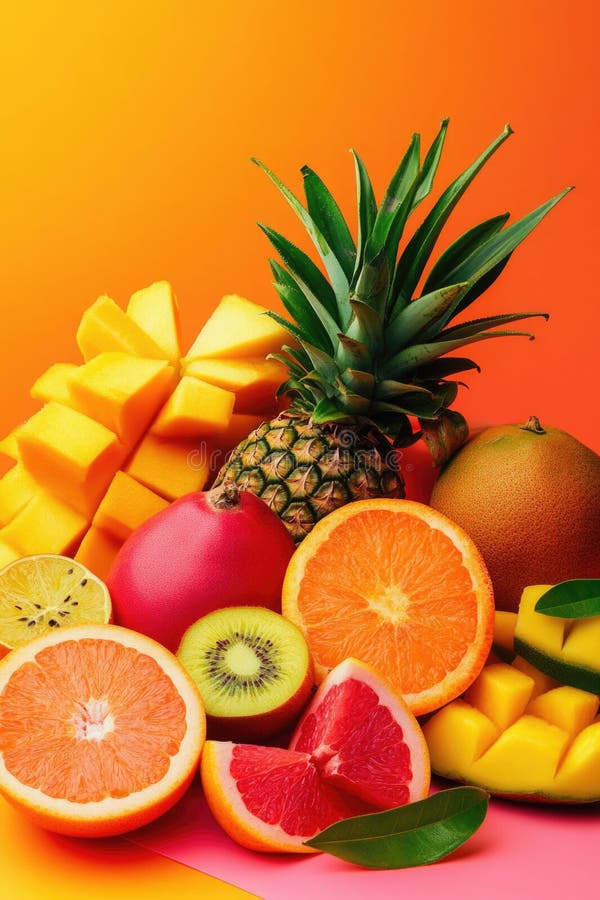A Variety of Fruits Piled High on a Table Stock Image - Image of dinner ...