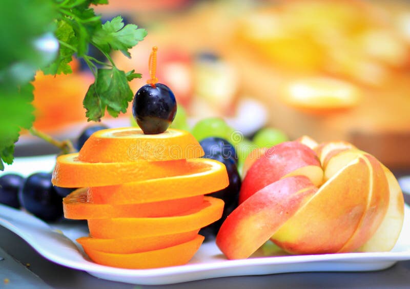 Variety of Fruits on the Table in the Restaurant Stock Image - Image of ...