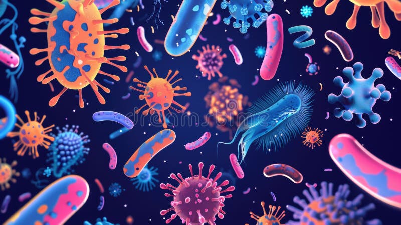 A Variety of Germs on a Blue Background, Useful for Science and ...