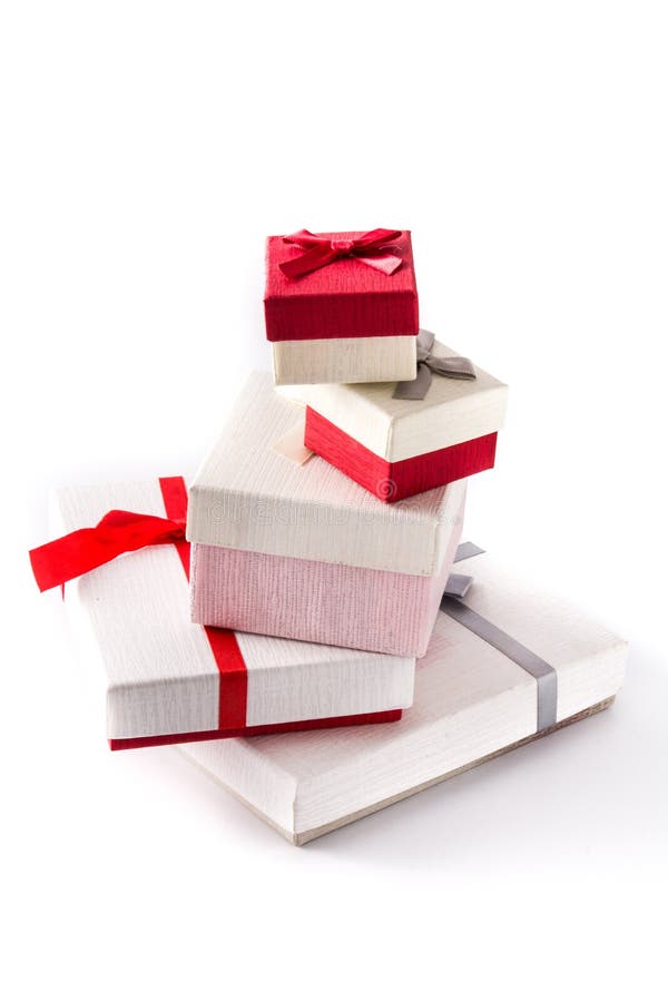 Gift Boxes Collage Seen from Different Angles Isolate Stock Photo ...