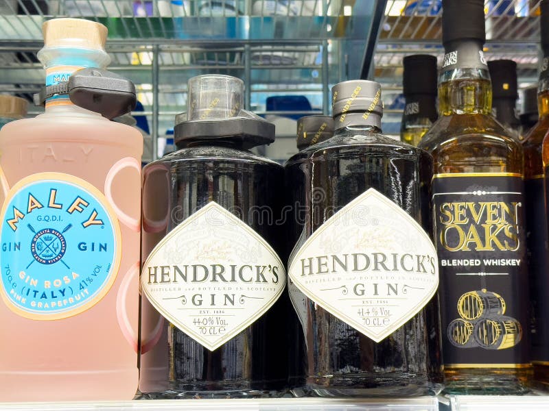 Variety of Gin and Whiskey Bottles on a Liquor Store Shelf Editorial ...