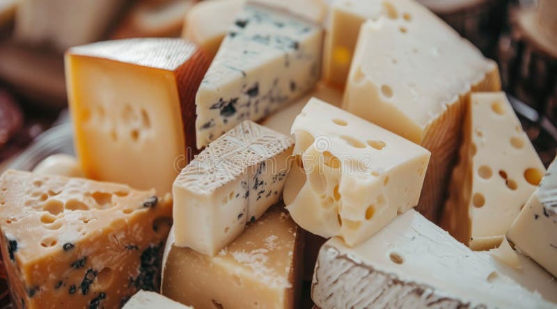 Variety of Gourmet Cheeses with Different Textures and Flavors Stock ...