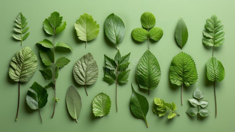 Variety of Green Leaves on Green Background: Nature, Botany, Plant ...