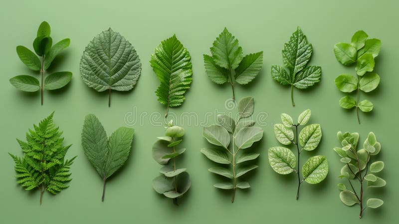 Variety of Green Leaves on Green Background: Nature, Botany, Plant ...