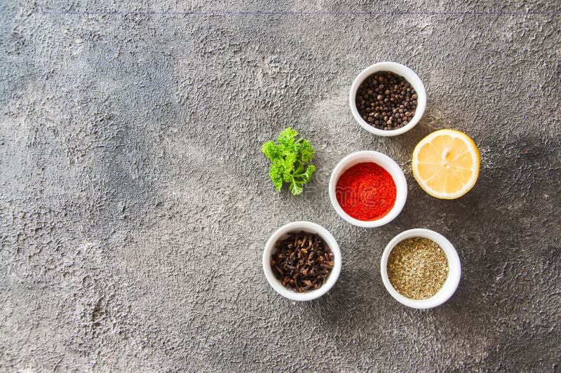 Variety of Ground Spices. Top View and Copy Space. Stock Photo - Image ...