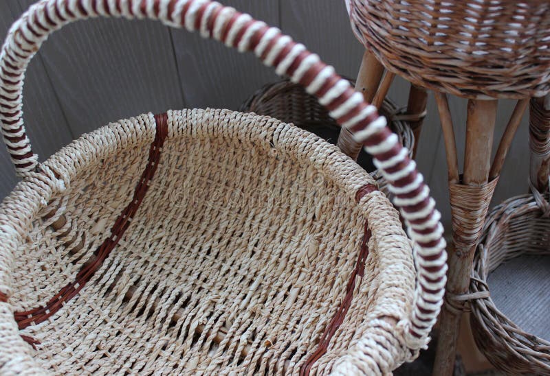 Variety Handicraft Baskets Made from Braided Willow Twigs Stock Image ...