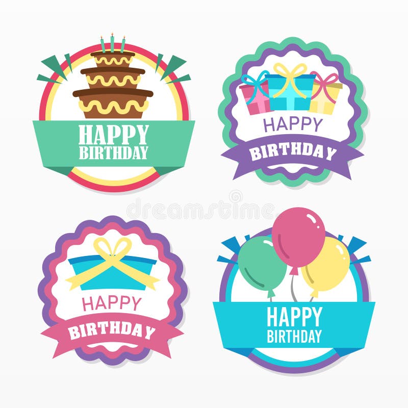 Variety of Happy Birthday Emblems Stock Vector - Illustration of ...