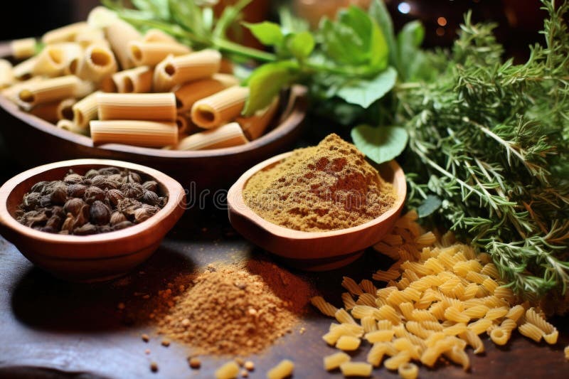 A Variety of Herbs and Spices for Pasta Sauce Stock Illustration ...