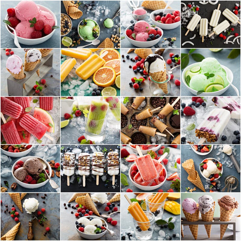 Variety of Ice Cream Collage Stock Photo - Image of desserts, beautiful ...