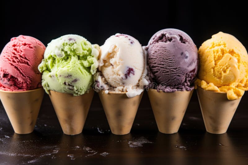 Variety of Ice Cream Scoops in Different Flavors Stock Image - Image of ...