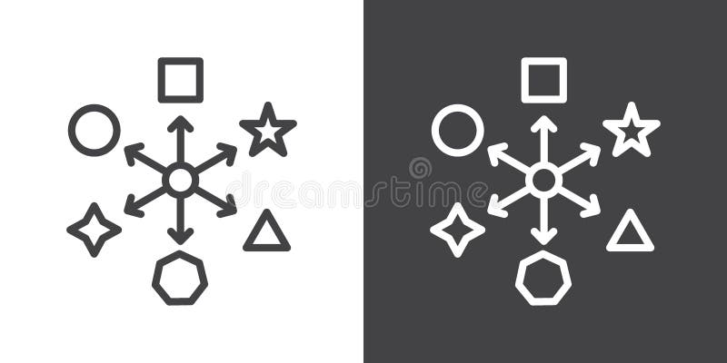 Variety Icon Flat Vector Set Outline Stock Illustration - Illustration ...