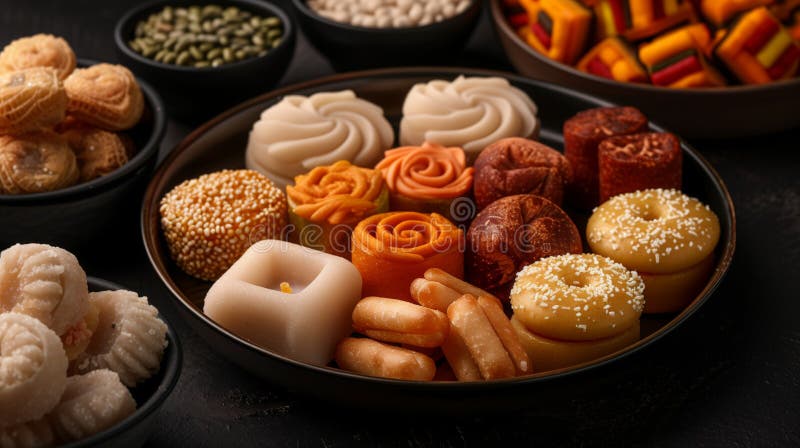 A Variety of Indian Sweets are Arranged on a Plate Stock Image - Image ...