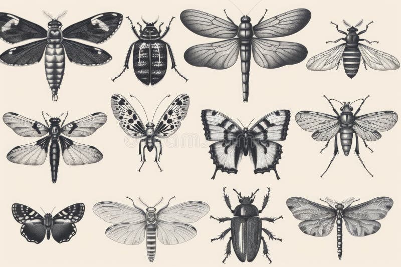 A Variety of Insects on a Surface, Including Beetles, Ants, and More ...