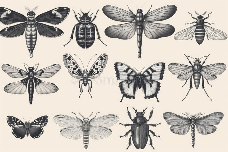 A Variety of Insects on a Surface, Including Beetles, Ants, and More ...