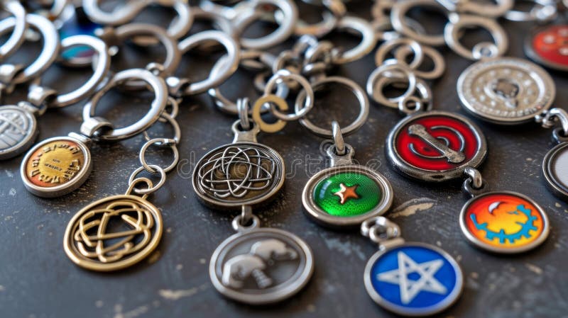 A Variety of Keychains and Charms with Different Particle Symbols Ideal ...