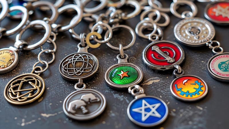 A Variety of Keychains and Charms with Different Particle Symbols Ideal ...