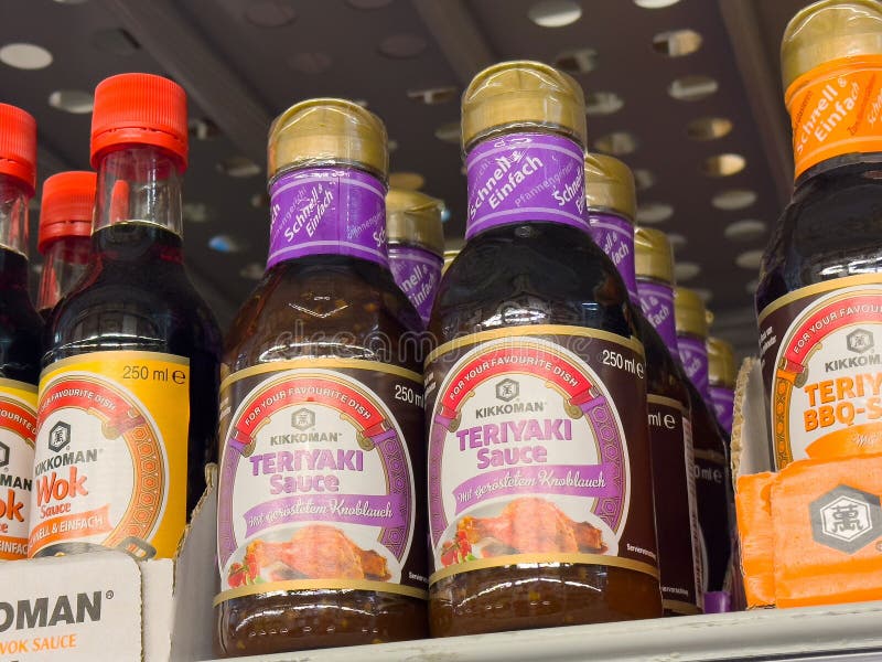 Variety of Kikkoman Sauces on Supermarket Shelf Display Editorial Stock ...