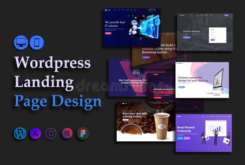 A Variety of Landing Pages, a Website Page and Several Web Ui Stock ...
