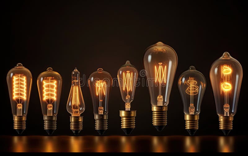 Variety of Lighbulbs. Light Bulb Set. Generative Ai Stock Illustration ...
