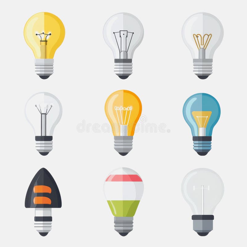 Variety of Light Bulbs on White Background Stock Photo - Image of decor ...