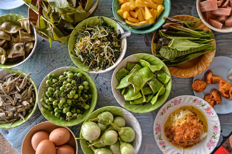 Variety of Local Vegetables Thai Southern Style Stock Image - Image of ...