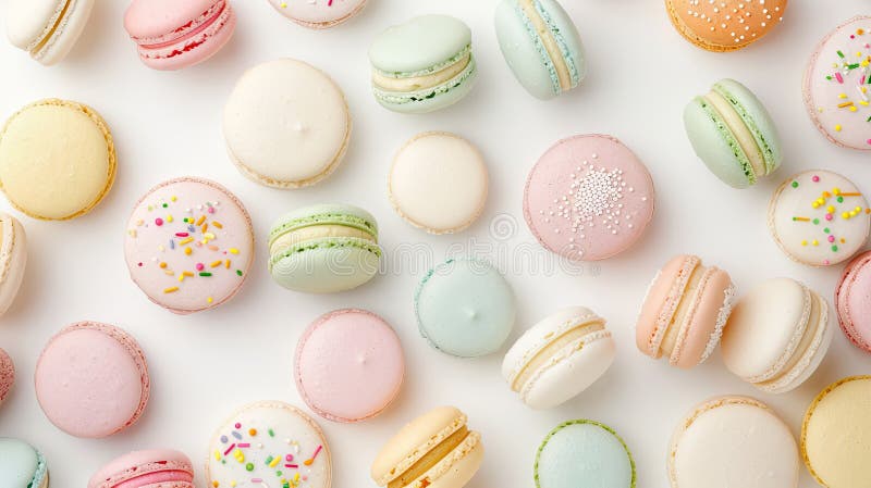 A Variety of Macarons with Different Flavors and Colors are Arranged on ...
