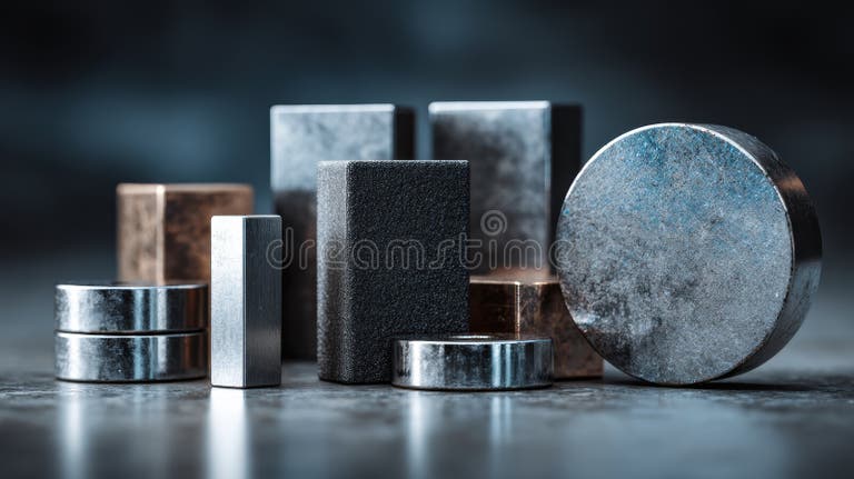Variety of Magnets in Different Shapes and Materials on Reflective ...