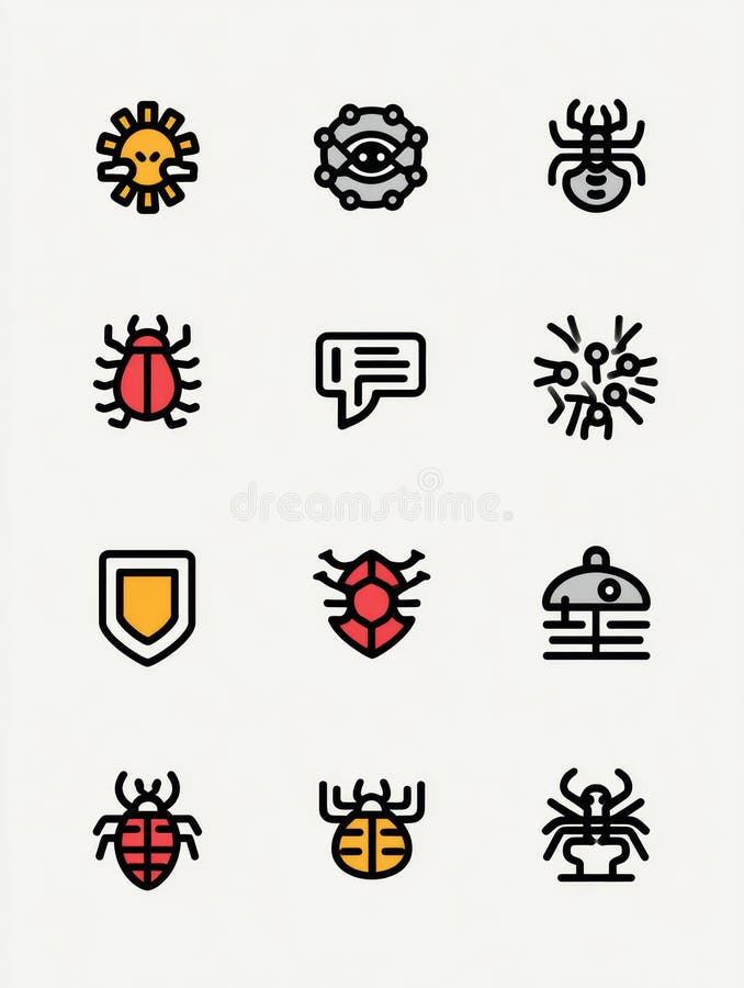 Variety of Malware Types Illustrated with Simple, Neutral Icons for ...