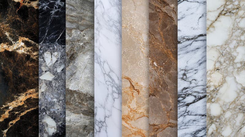 Variety of Marble Textures in Different Colors and Patterns Stock ...