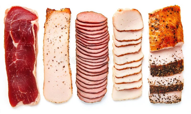 A Variety of Meats are Displayed, Including Ham, Bacon, and Roast Beef ...