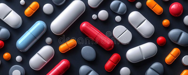 Assorted Medication Capsules and Tablets Arranged Aesthetically on a ...