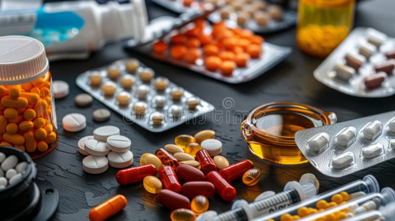 A Variety of Medication Pills, Tablets, and Capsules Arranged on a ...