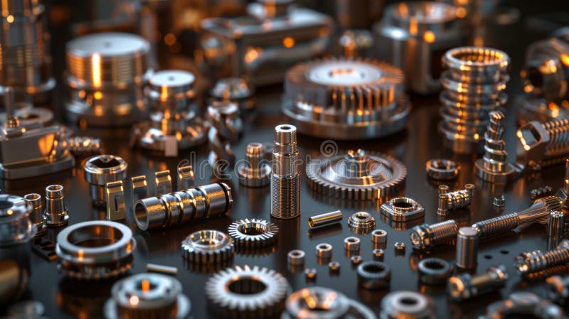 Variety of Metallic Mechanical Components, Showcasing the Precision and ...